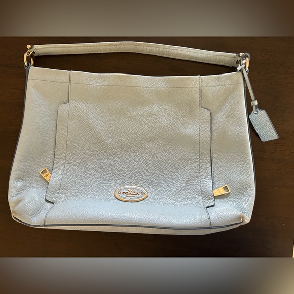 Coach | Bags | Coach Pebble Leather Shoulder Bag In Light Blue | Poshmark